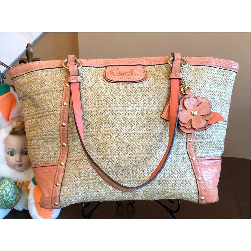 Coach - Alexandra Python Studded Coral Straw (Parchme… - Gem